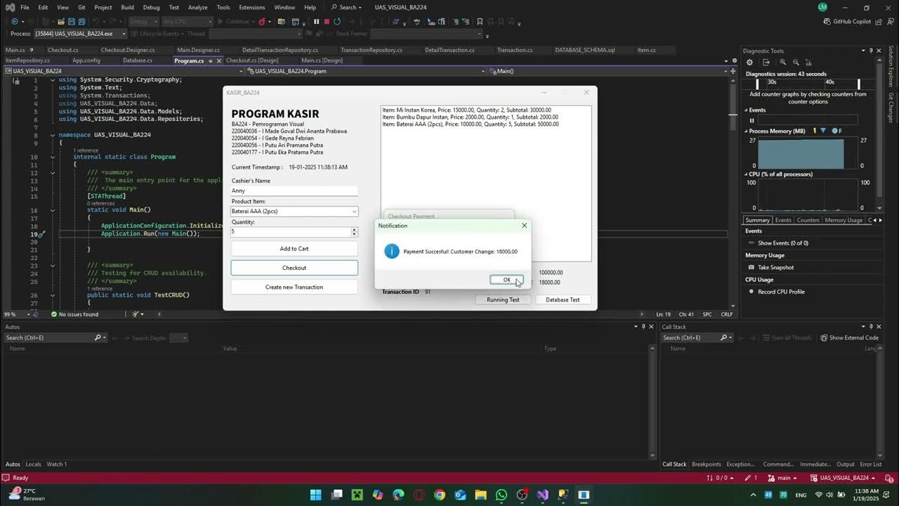 Demonstrasi Project Sistem Informasi Kasir Dengan Windows Form - YouTube