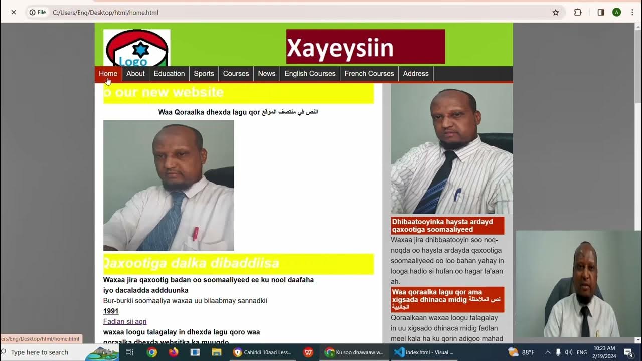Cashirkii 12aad (Lesson 12) baro sida website loo sameeyo looguna dhiso HTML & CSS. - YouTube