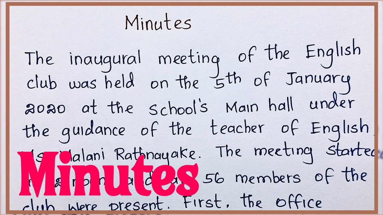 Minutes of Meeting | How to Write Minutes of Meeting | Nifty's English ...