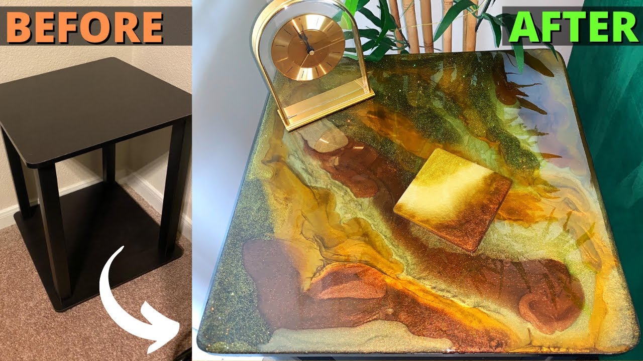Easy DIY | Resin Art Side Table | TRANSFORMATION - YouTube