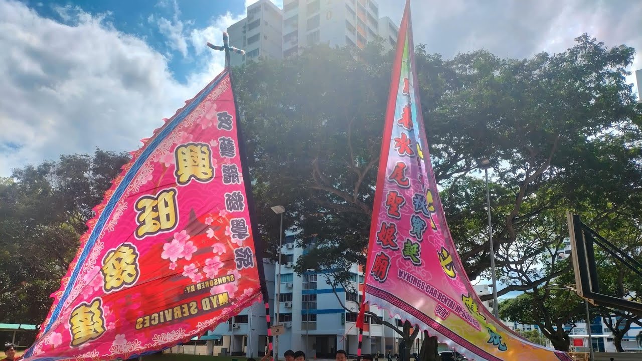 玄藝龍獅學院 Xuan Yi Big Flags Performance at Da Cheng Xiang Shui Wei Sheng ...