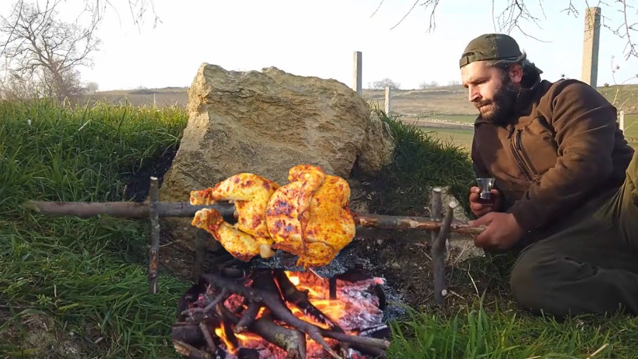 Wood Fire Chicken Roast: I cooked a huge whole chicken by swirling it ...