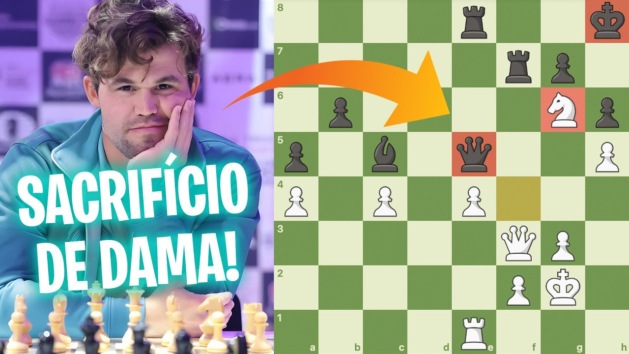 Magnus Carlsen Surpreendido por Sacrifício de Dama de Anish Giri! | Tech Mahindra 2024 - YouTube
