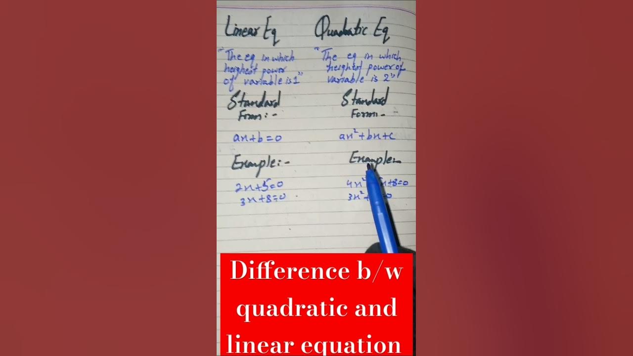 Difference between quadratic and linear equation #maths #viralvideo # ...