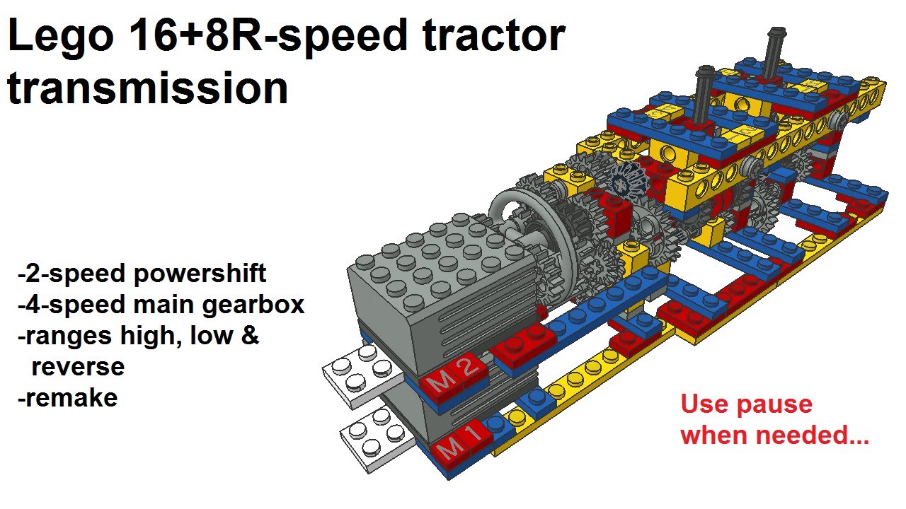 Lego 16+8R-speed tractor transmission remake - YouTube