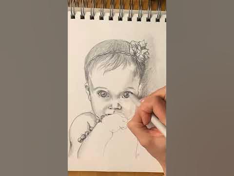 Adorable realistic drawing of a baby girl - timelapse #shorts - YouTube