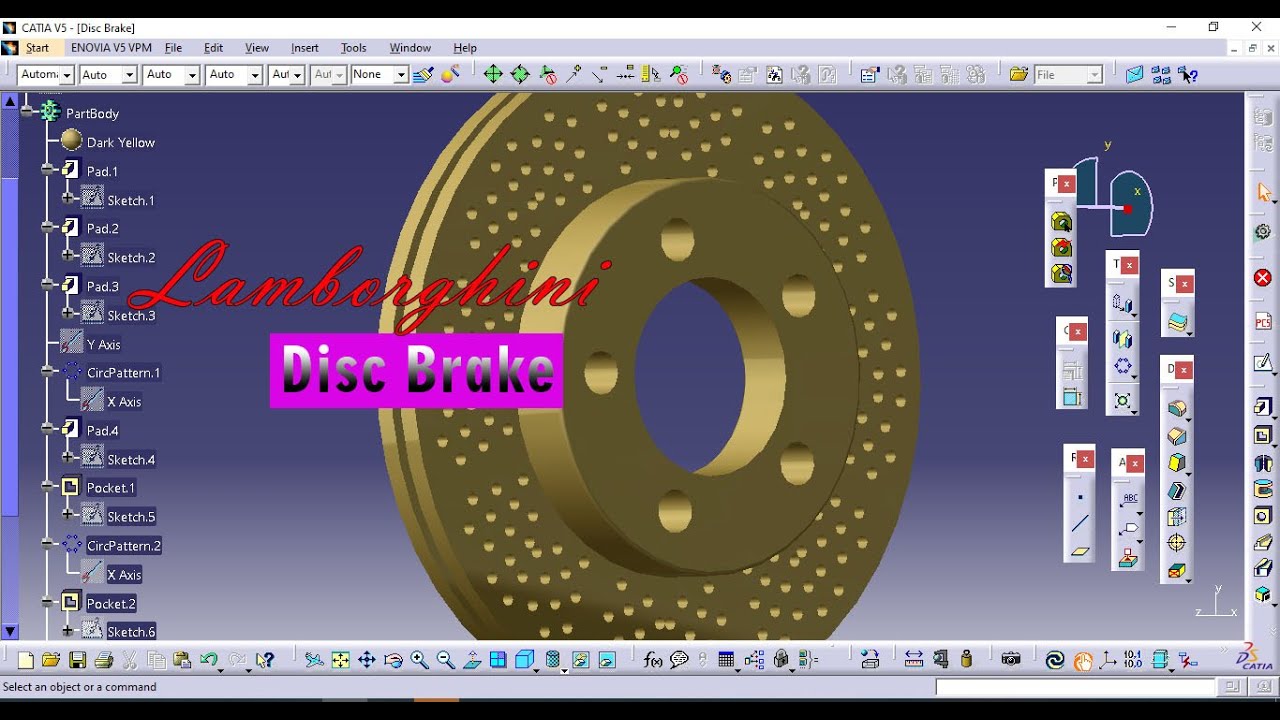 Desain Disc Brake Lambo I CATIA V5 I Tutorial Benda 3D - YouTube