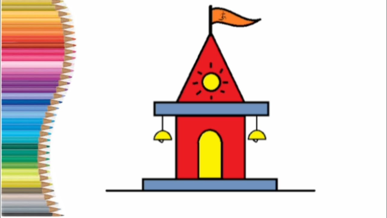 How To Draw a Hindu Temple | For kids and Toddlers Drawing - YouTube
