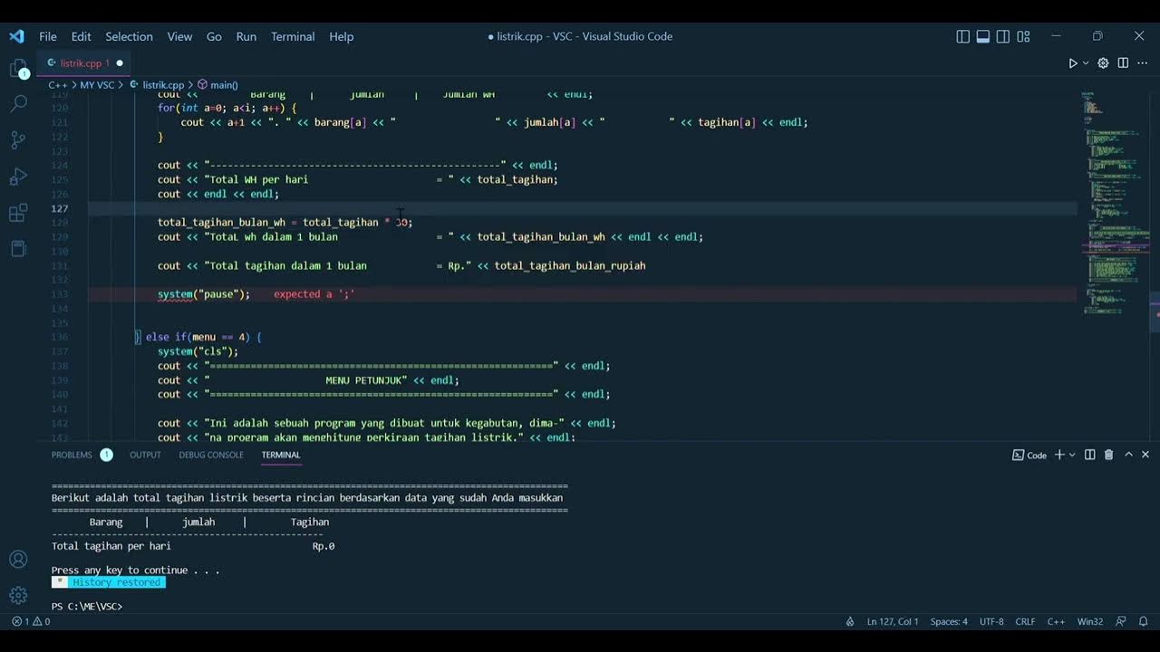 Program C++ Tagihan Listrik (full dari awal pembuatan) - YouTube
