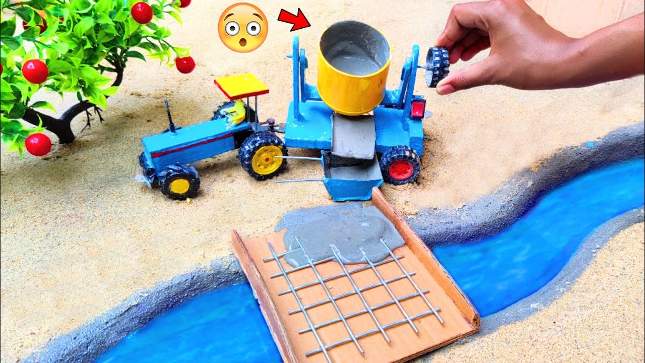 diy tractor making science project | concrete bridge | cow miniature ...