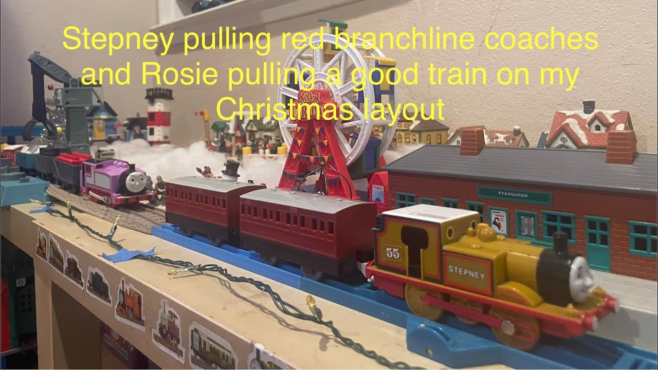 Stepney pulling red branchline coaches and Rosie pulling a goods train ...