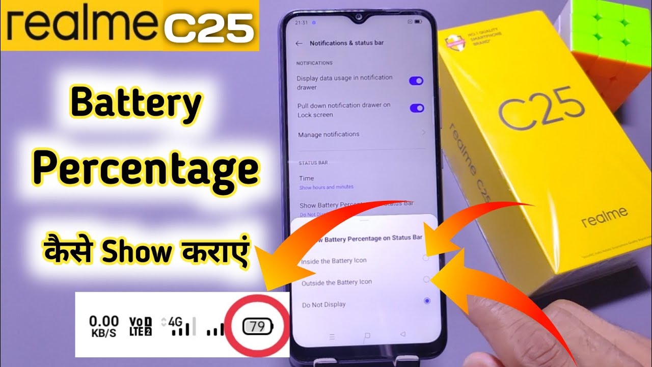 How To Show Battery Percentage in Realme C25, Realme C25 Show Battery ...