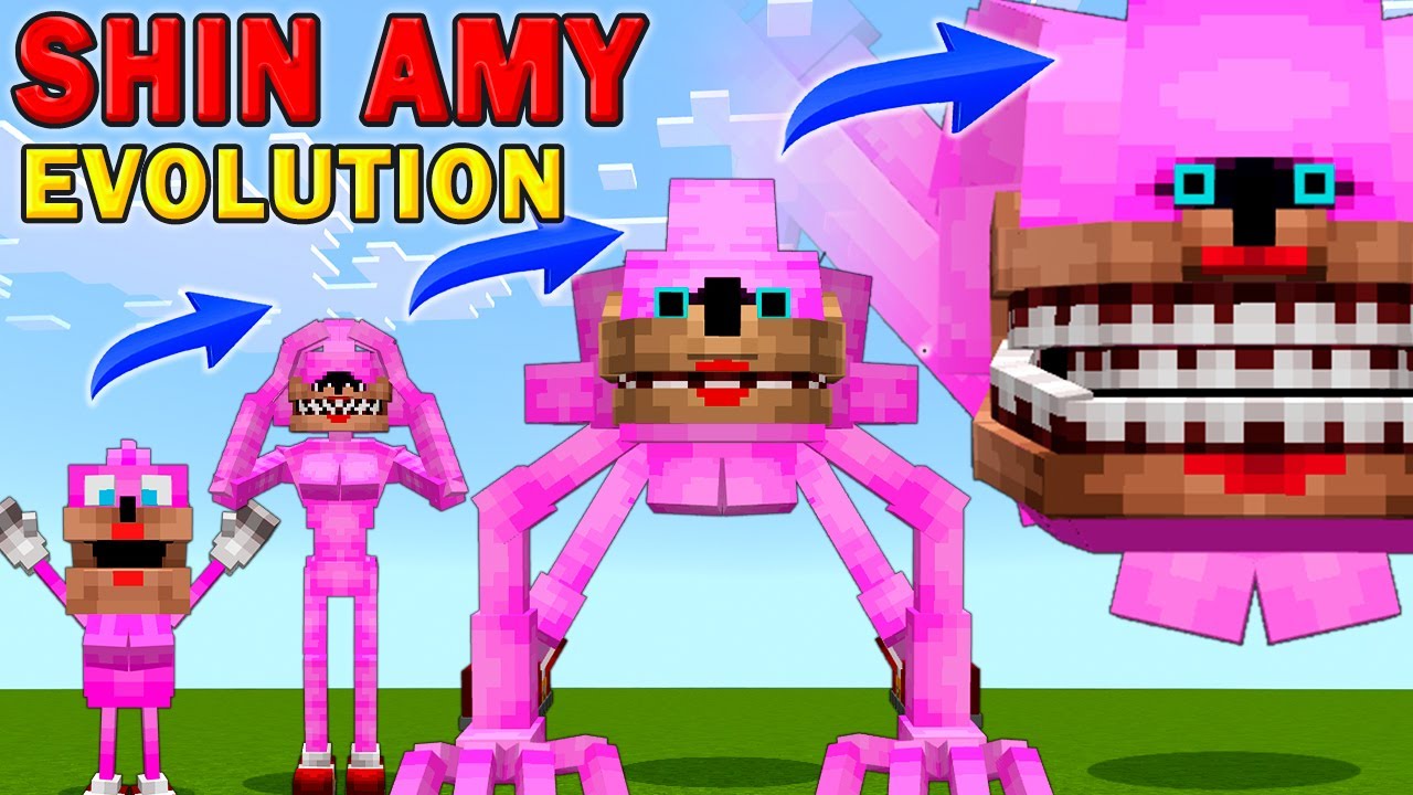 Shin AMY sonic EVOLUTION phase 1-4 in Minecraft PE - YouTube