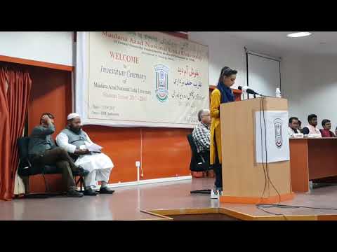 Aliza Fatima delivers her speech I J Secretary MSU 2017 18