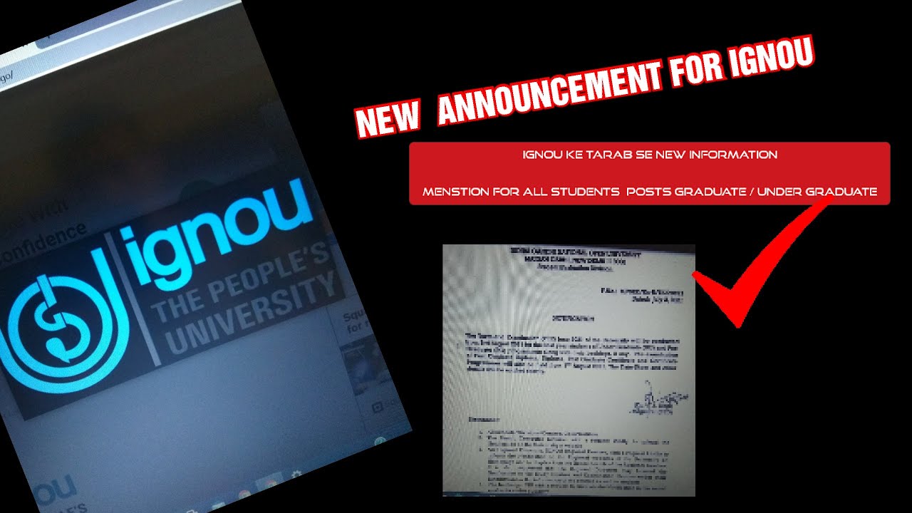 IGNOU- Announcements - Latest 3august - YouTube