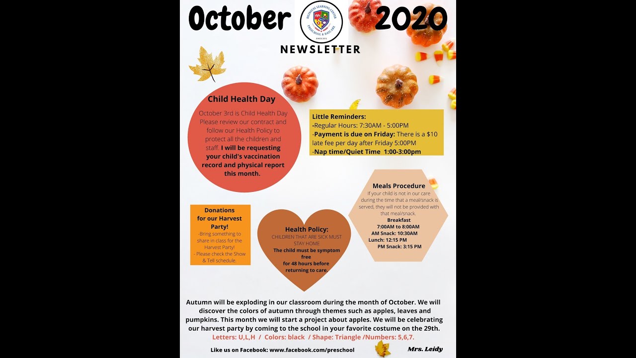 October Newsletter Sample Childcare 2020 Daycare Provider YouTube October Newsletter Sample Childcare 2020 Daycare Provider YouTube