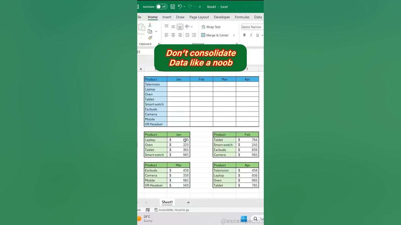 Don’t consolidate data like this in Excel |NU MURAD | Excel - YouTube
