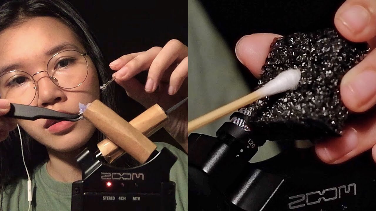 ASMR 💜 Ear Cleaning /Ear Triggers /Cotton Bud *NO TALKING* - YouTube