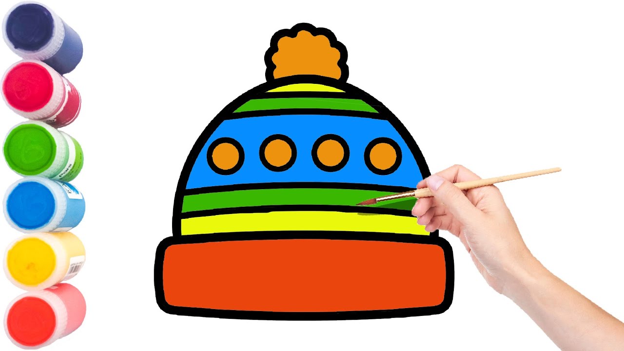 Winter hat Painting for children | Hat Painting tutorial for beginners ...
