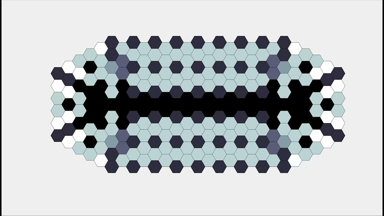 Sum of Neighbours Cellular Automaton, Hexagon Grid: Row Grow - YouTube