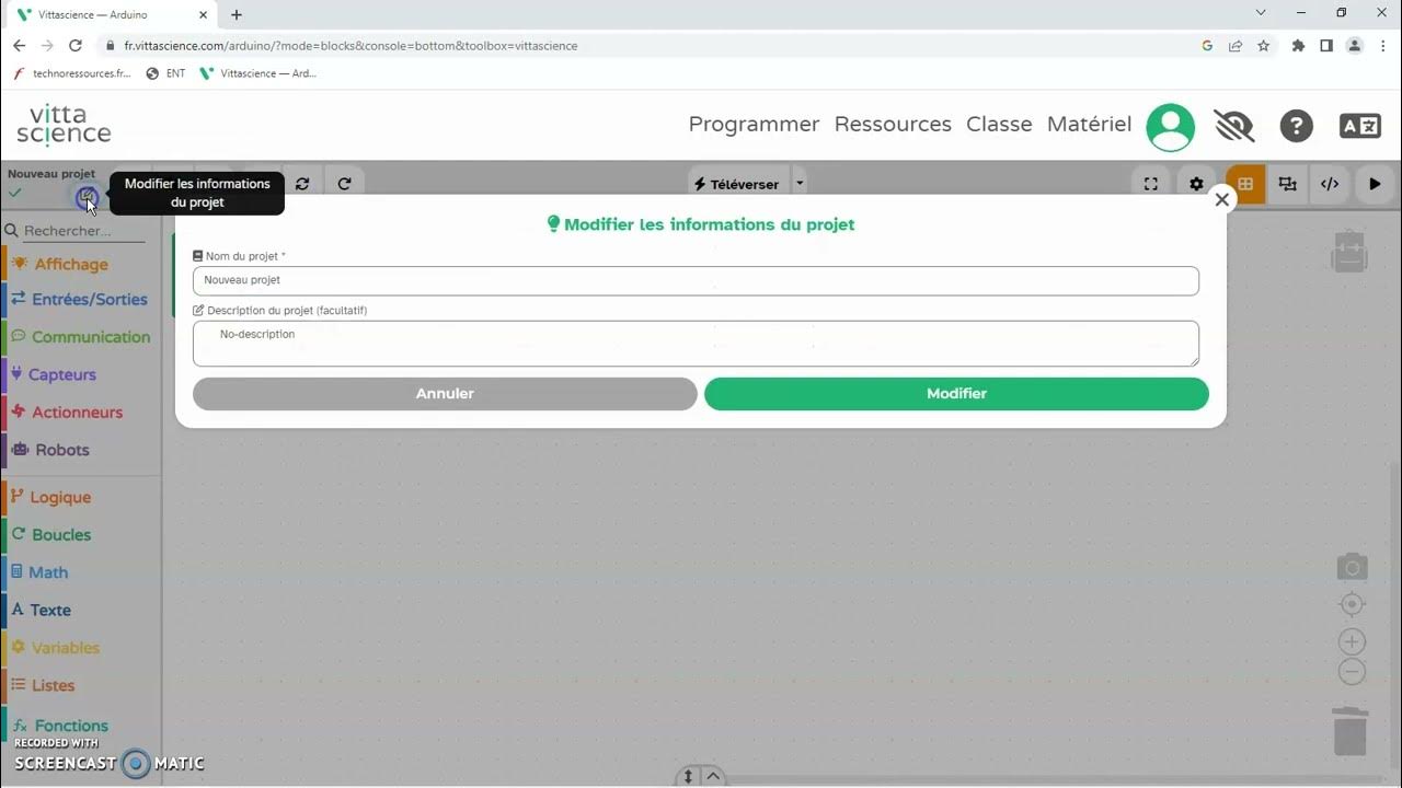 Etape 3 - Enregistrer un projet sur Vittascience - YouTube