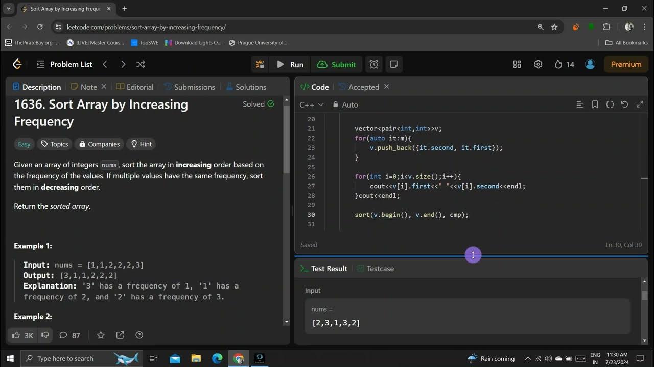 1636 Sort Array By Increasing Frequency Youtube