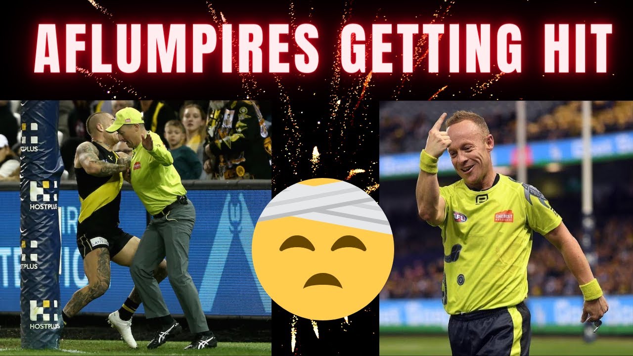 Afl Umpires getting hit for 5 minutes straight - YouTube