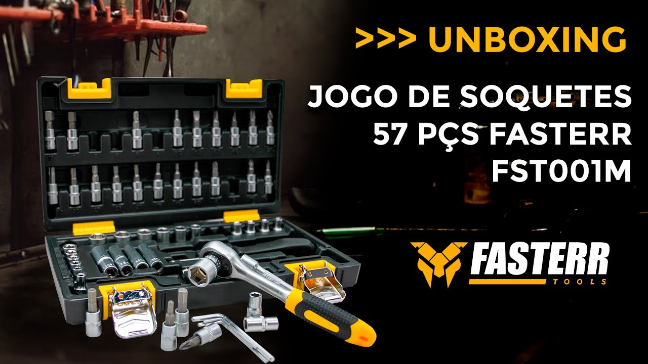 JOGO DE SOQUETE 1/4 04 A 14MM C/ 57 PCS FASTERR FST001M - YouTube