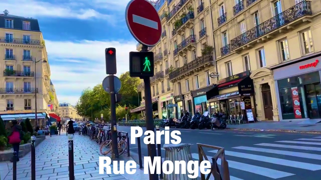 Paris city walks Rue Monge Paris, France 4K - YouTube