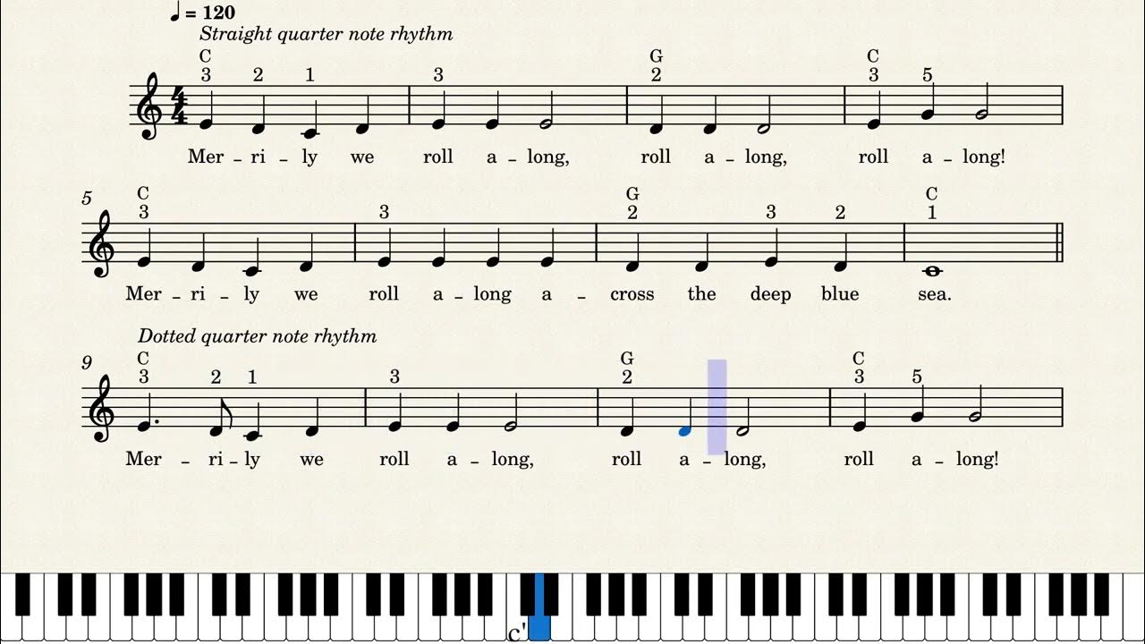 Easy Piano Tutorial: How to Play Merrily We Roll Along Notes + Lyrics ...