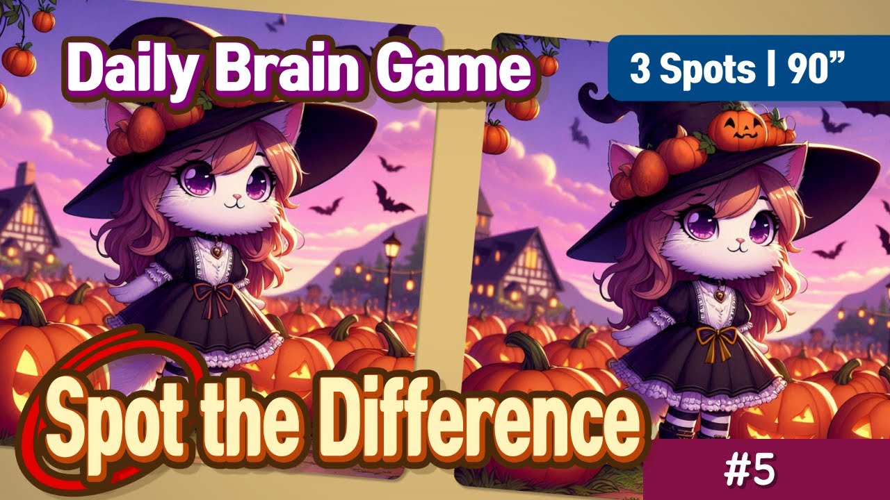 [Spot the Difference #5] Holloween Special | Daily Brain Game | Find ...