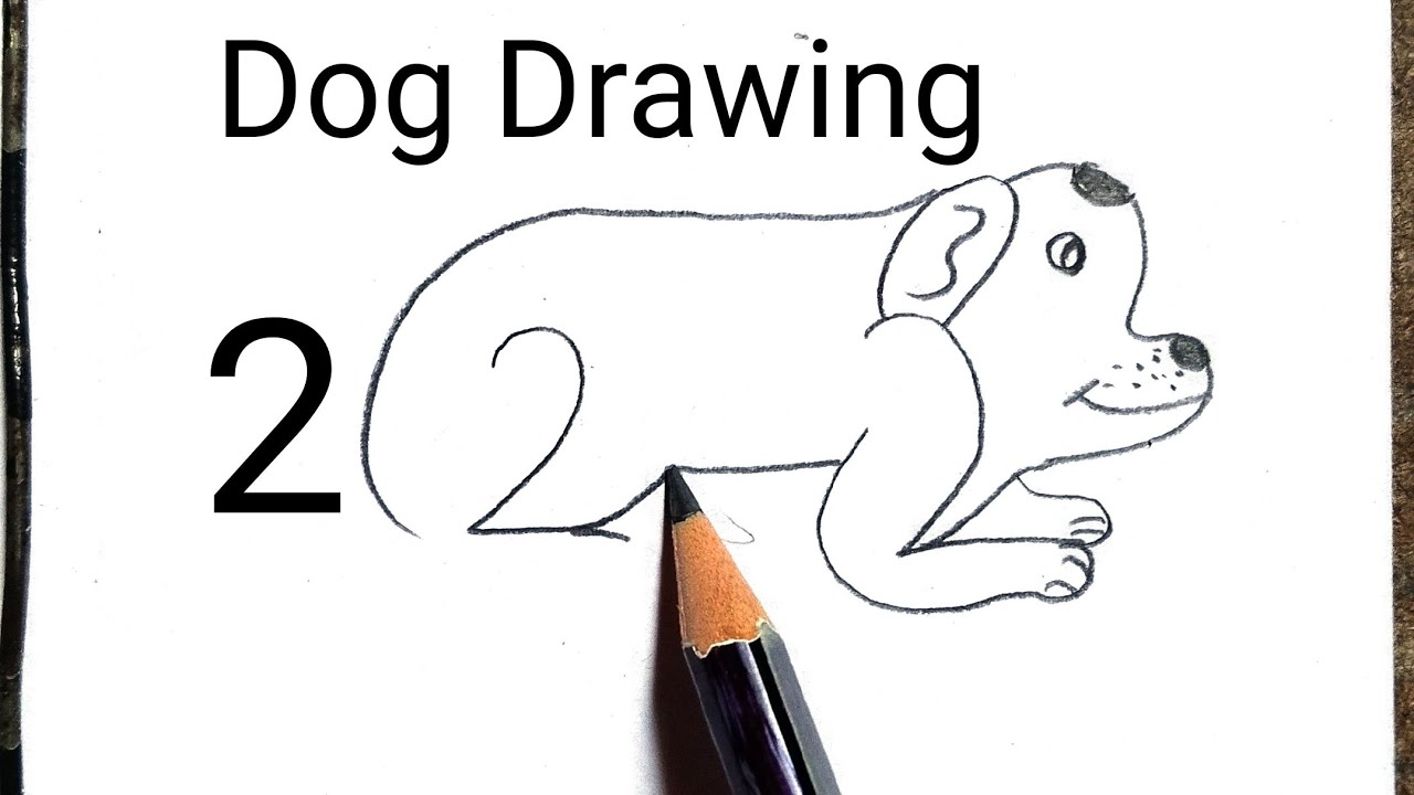 How To Draw Dog Drawing Easy From Number 2-2/Dog Drawing for kids and ...