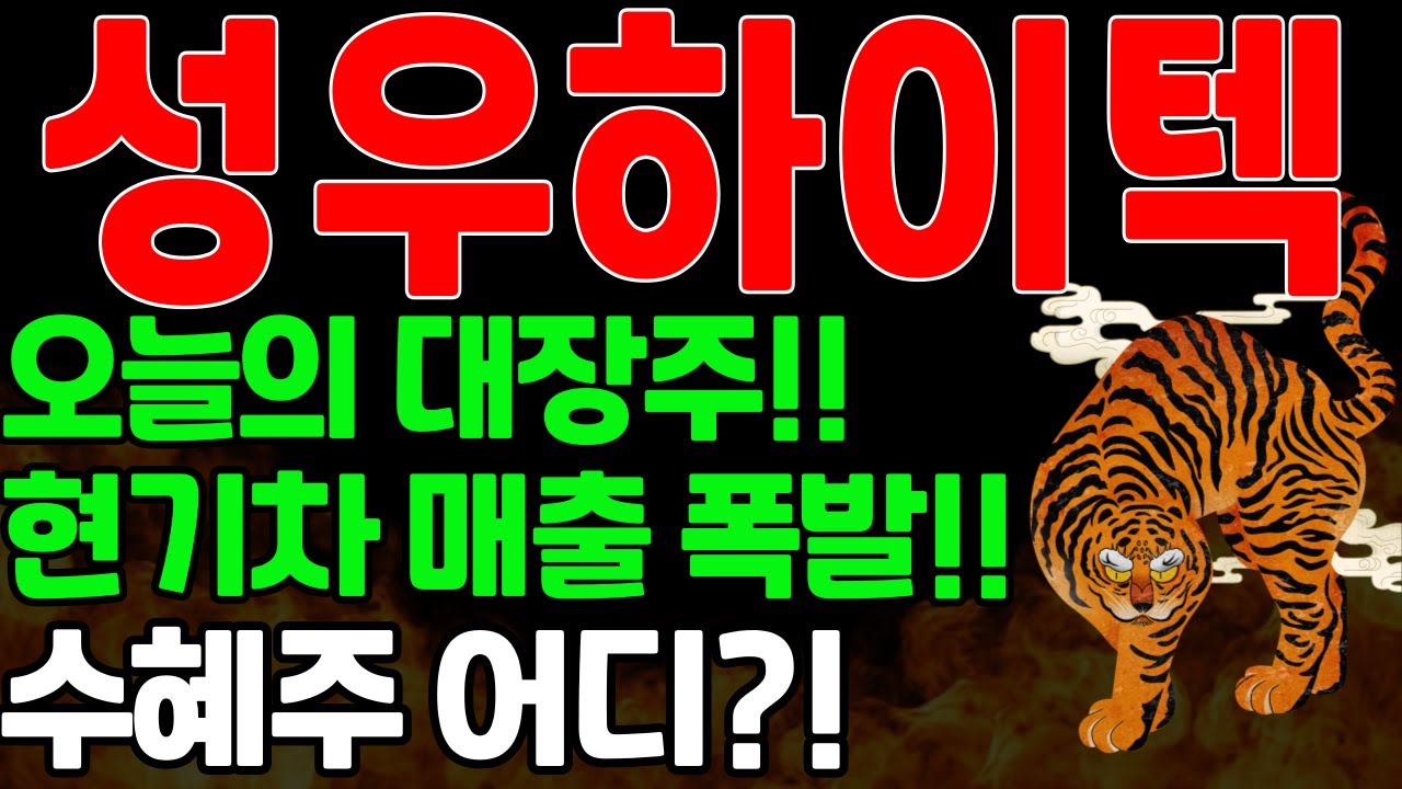 주식 실시간 오늘의 대장주 현기차 매출 폭발 수혜주 어디 성우하이텍 성우하이텍주식전망 성우하이텍목표가