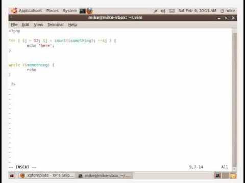 Vim TextMate like snippets with xptemplate - YouTube