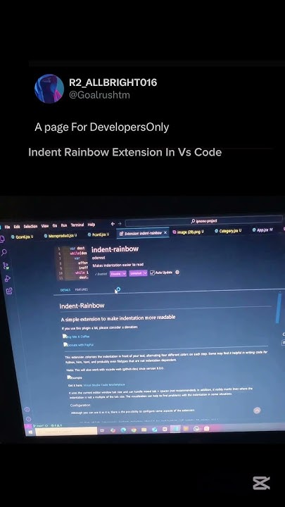 Indent Rainbow 🌈 Extension On Vs Code #coding #frontendcourse #webdevelopment #tech #programming ...