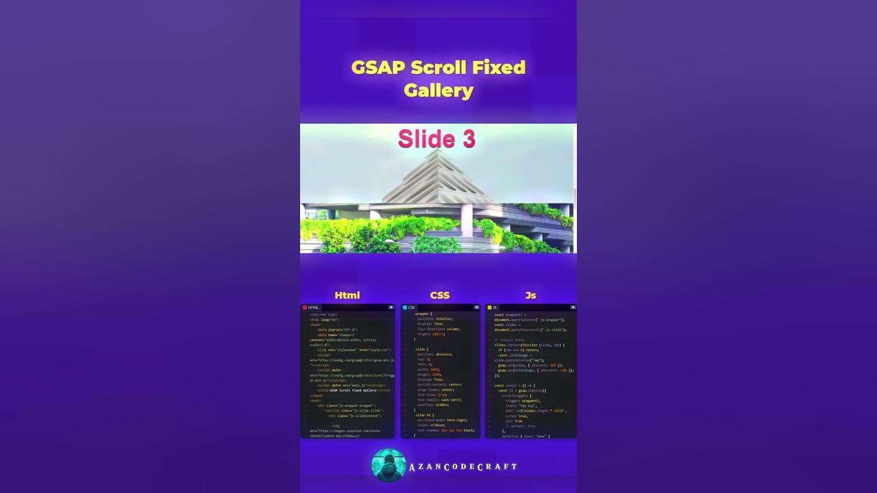 Day-94🔥GSAP scroll fixed gallery 🎨 #html #css3 #coding #viralshorts #shorts #trending # ...