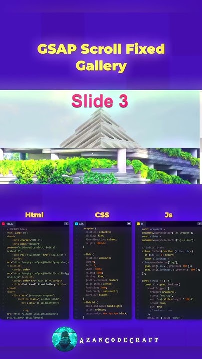 Day-94🔥GSAP scroll fixed gallery 🎨 #html #css3 #coding #viralshorts #shorts #trending # ...