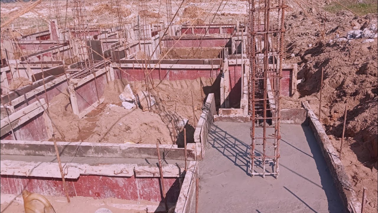Pile cap & Grade beam casting - YouTube