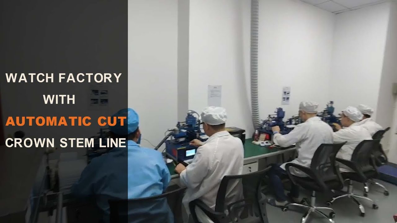 Watch Factory with Automatic Cut Crown Stem Line - YouTube