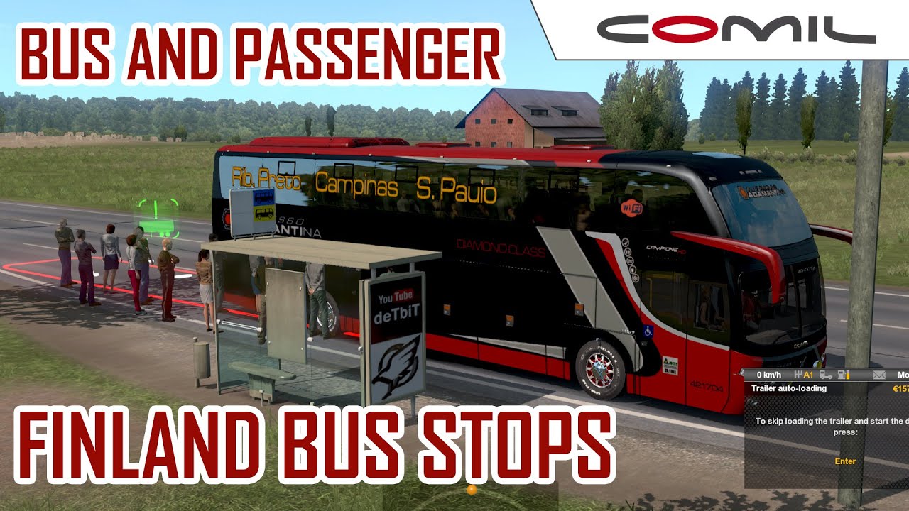 ETS 2 Bus and Passenger Mod - Between Bus Stops in Finland - YouTube