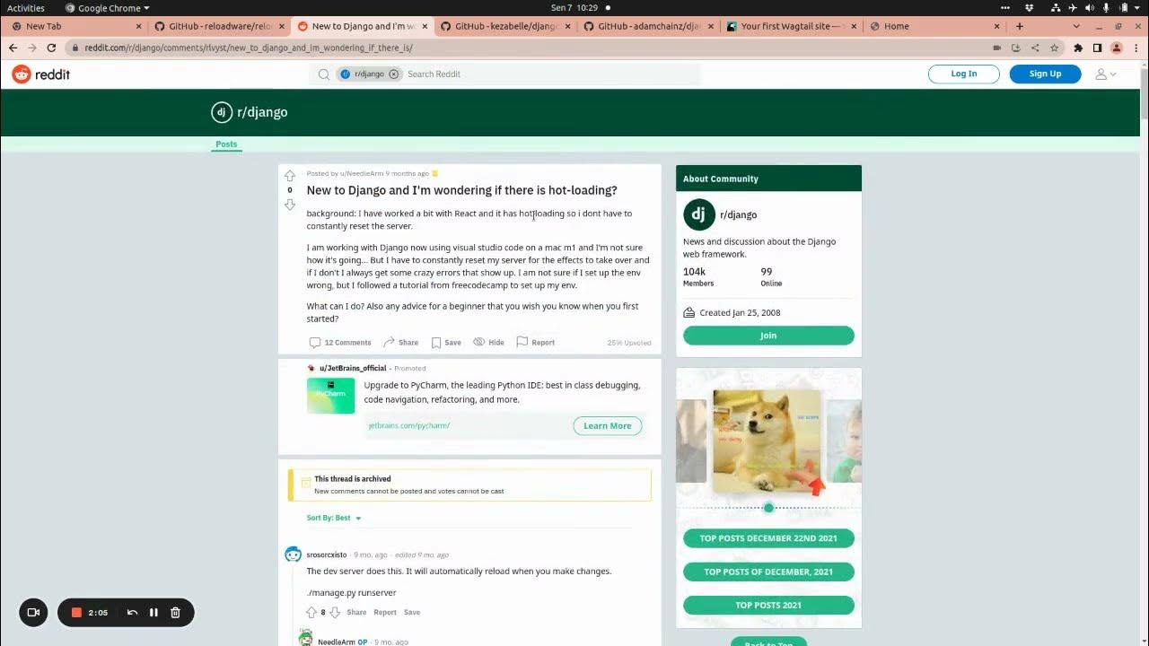 Django hot-reloading with reloadium package - YouTube