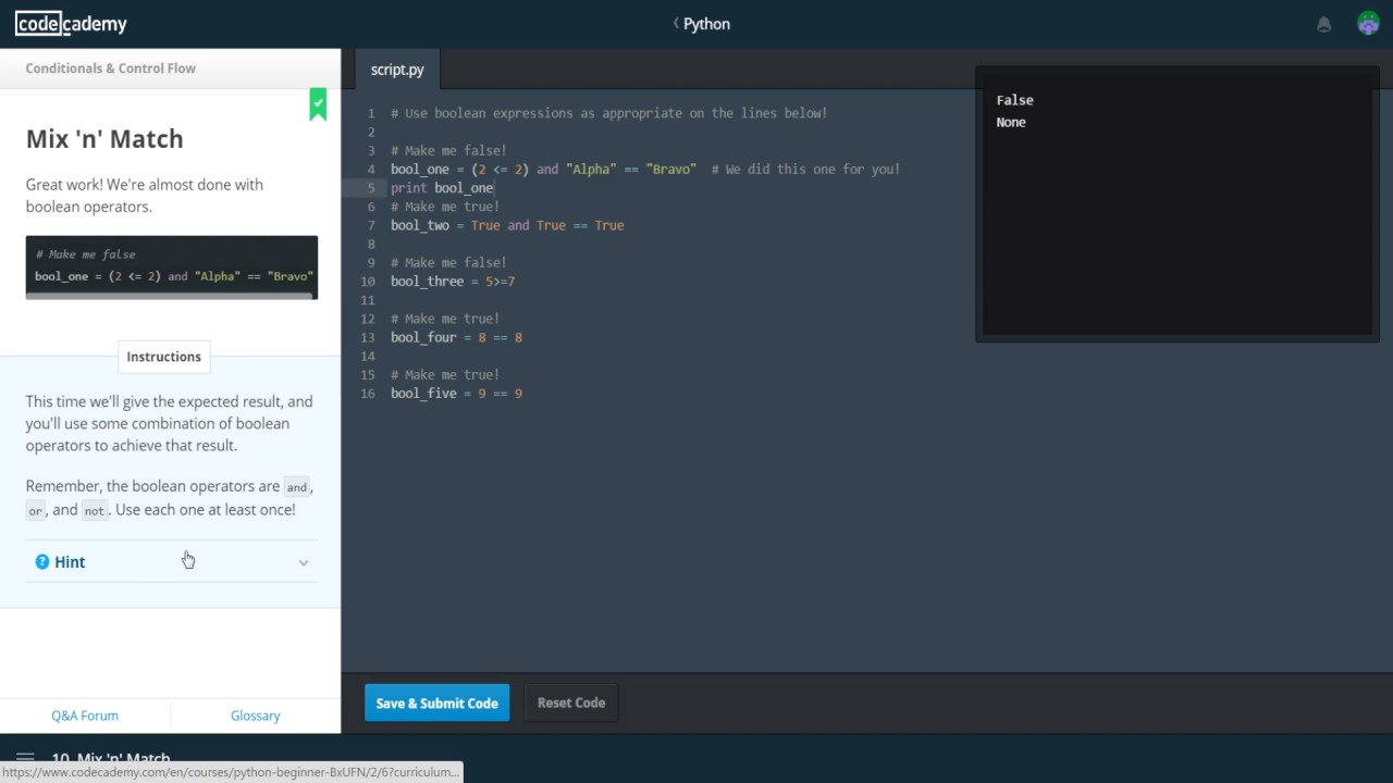 Codecademy Python Conditionals And Control Flow Youtube 2383
