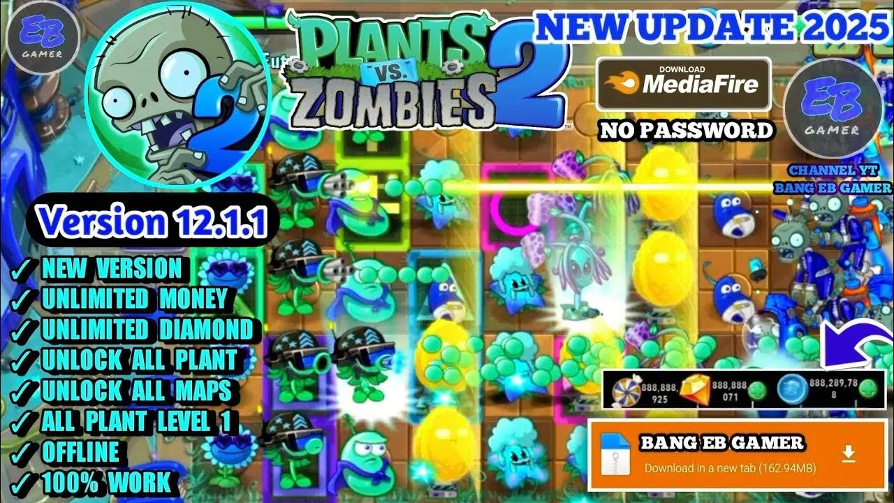 Plants vs Zombies 2 Mod Apk V 12.1.1 Unlimited Money, Unlock All Plants, Level 1 PVZ 2 Mod Apk ...