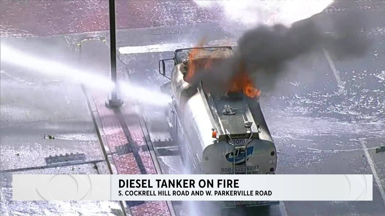 Diesel tanker truck burst into flames is DeSoto - YouTube