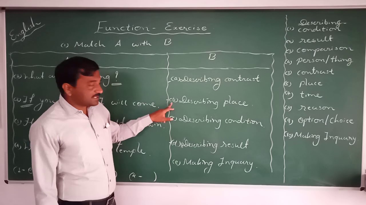 Std-10 English Function,Exercise -1 - YouTube