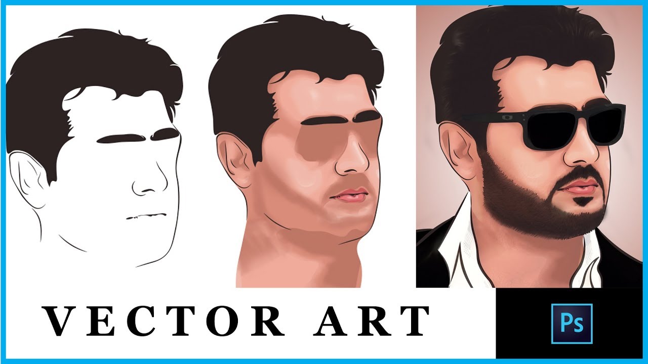 THALA AJITH | cartoon art | vector art | Photoshop | Tamil - YouTube