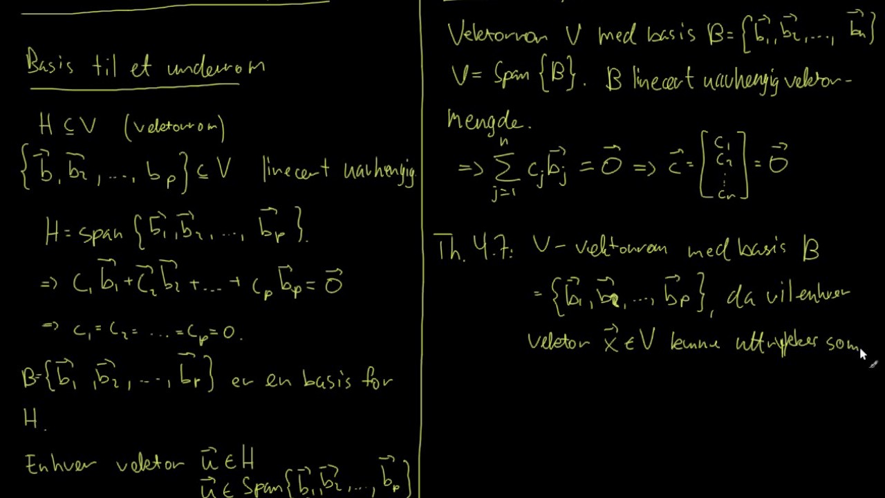 Anvendt lineær algebra 4 - Basiser og koordinatsystem - YouTube