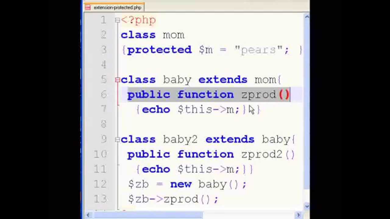 Php Class Extended And Protected Variables Youtube 8590