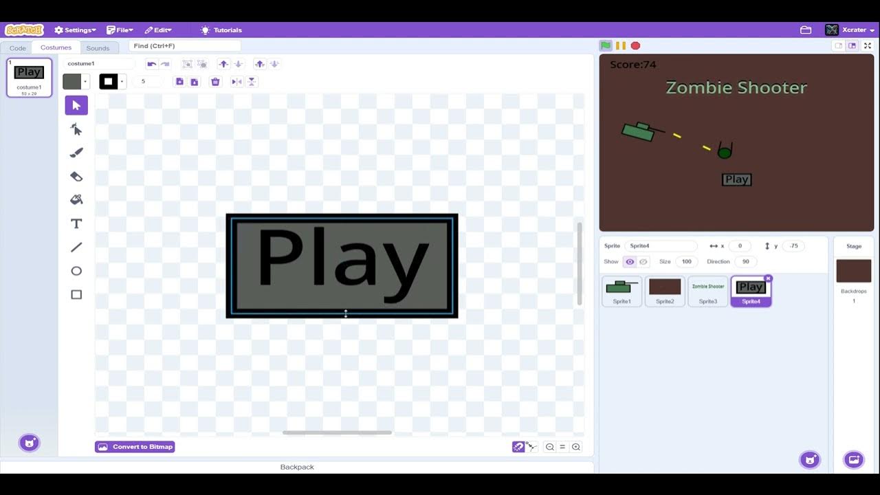How to make a zombie shooter game on scratch (Part 1) - YouTube