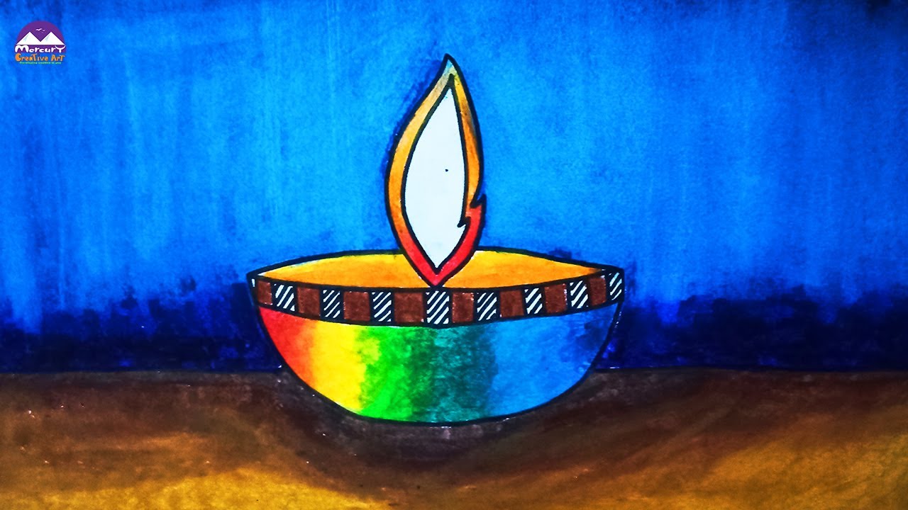 How to draw happy Diwali Deepam - YouTube